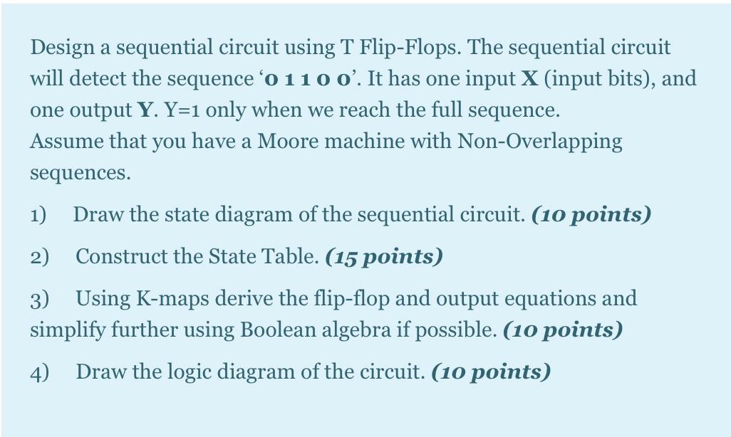 Solved Design a sequential circuit using T Flip-Flops. The | Chegg.com