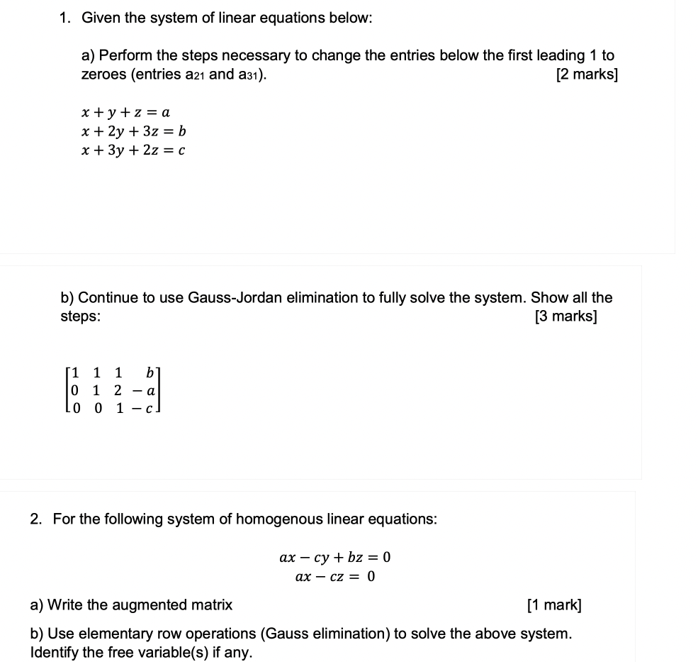 Solved Please answer below. This is Linear Algebra. PROVIDE | Chegg.com