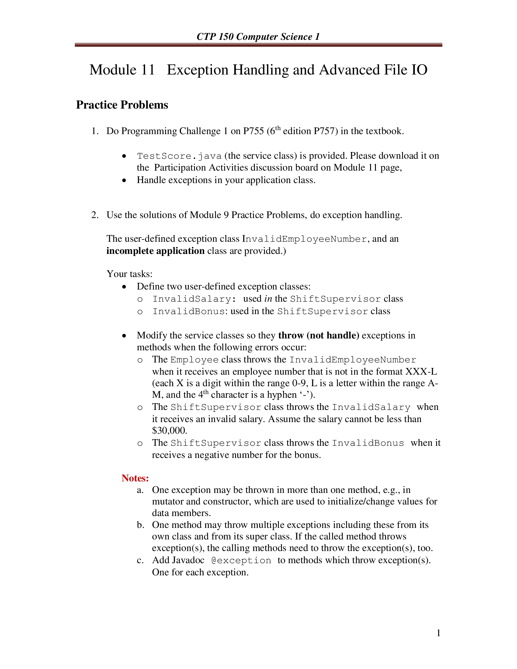 Solved Module 11 Exception Handling and Advanced File IO | Chegg.com