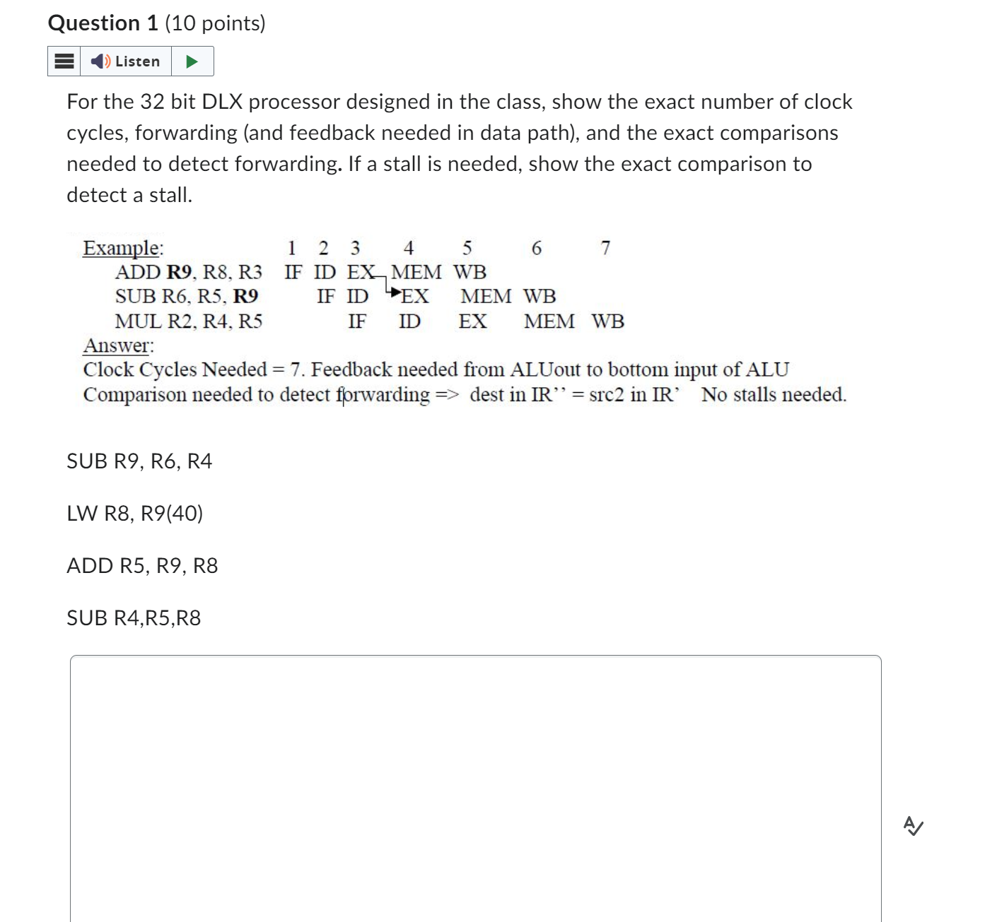 Solved For the 32 bit DLX processor designed in the class, | Chegg.com