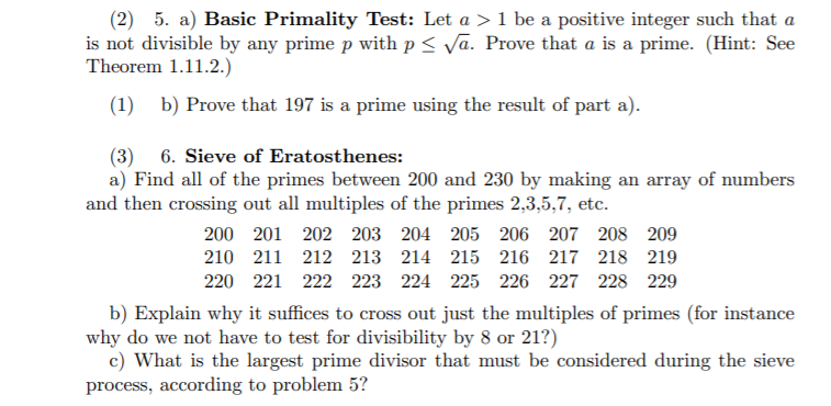 Solved (2) 5. a) Basic Primality Test: Let a > 1 be a | Chegg.com