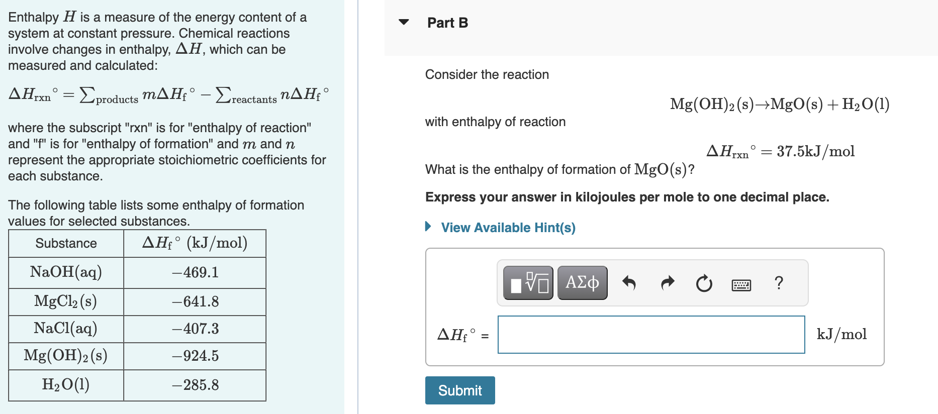 Solved Enthalpy H is a measure of the energy content of a | Chegg.com