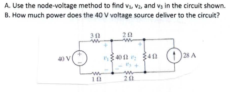 Solved A. Use the node-voltage method to find v1,v2, and v3 | Chegg.com