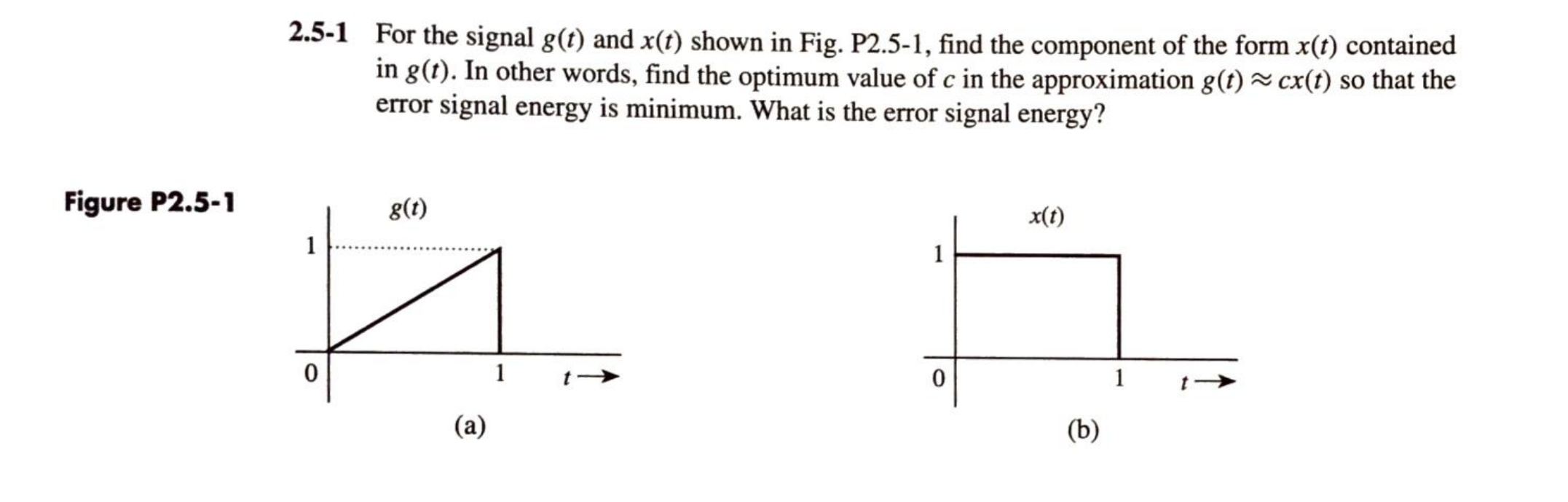 Solved 2.5-1 For the signal g(t) and x(t) shown in Fig. | Chegg.com