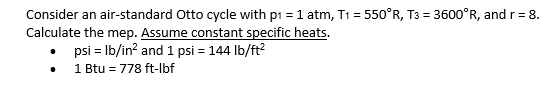 Solved Consider an air-standard Otto cycle with p1=1 atm, | Chegg.com
