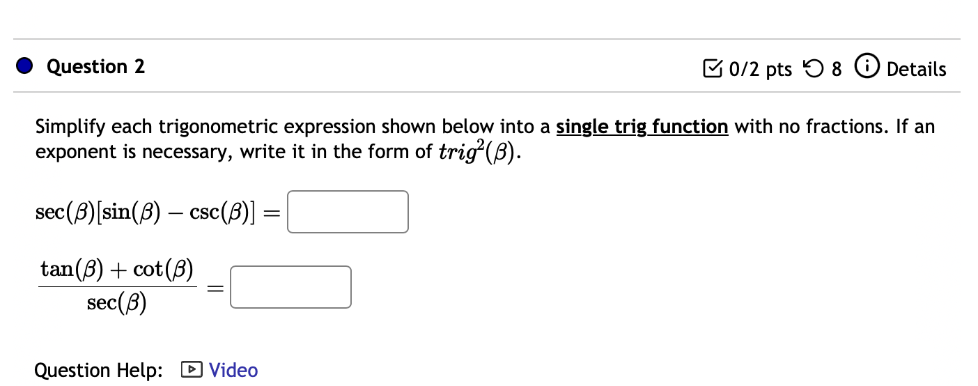 Solved Simplify each trigonometric expression shown below | Chegg.com