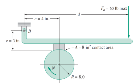 A short shoe brake has the configuration shown in | Chegg.com
