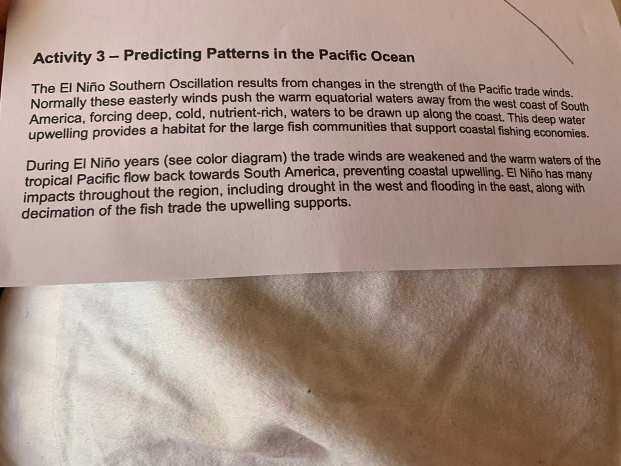 Solved Activity 3 - Predicting Patterns in the Pacific Ocean | Chegg.com