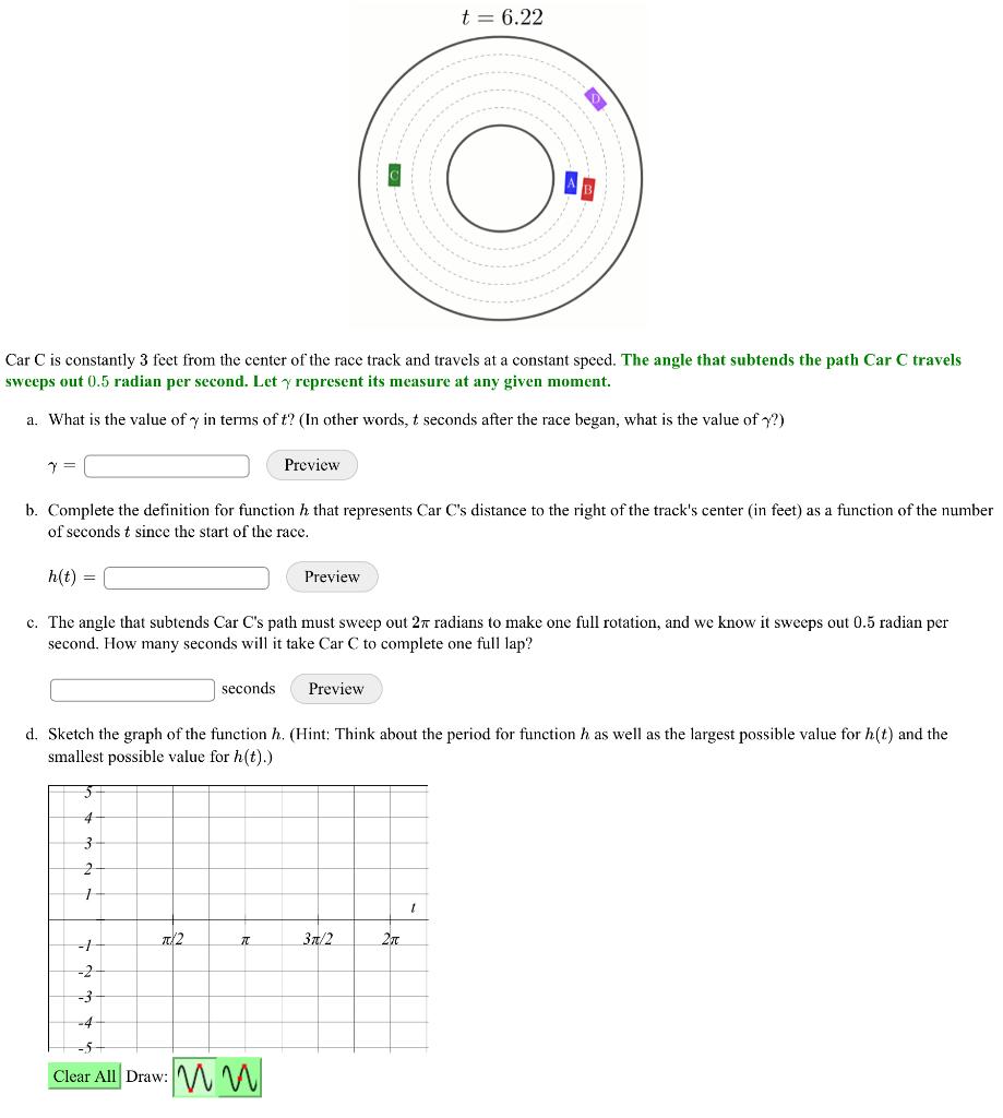 Solved Car C is constantly 3 feet from the center of the | Chegg.com