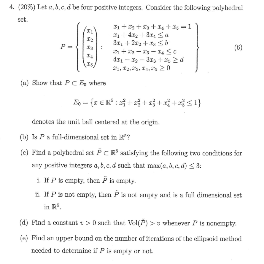 4. (20\%) Let a,b,c,d be four positive integers. | Chegg.com