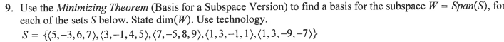 Solved 9. Use the Minimizing Theorem (Basis for a Subspace | Chegg.com