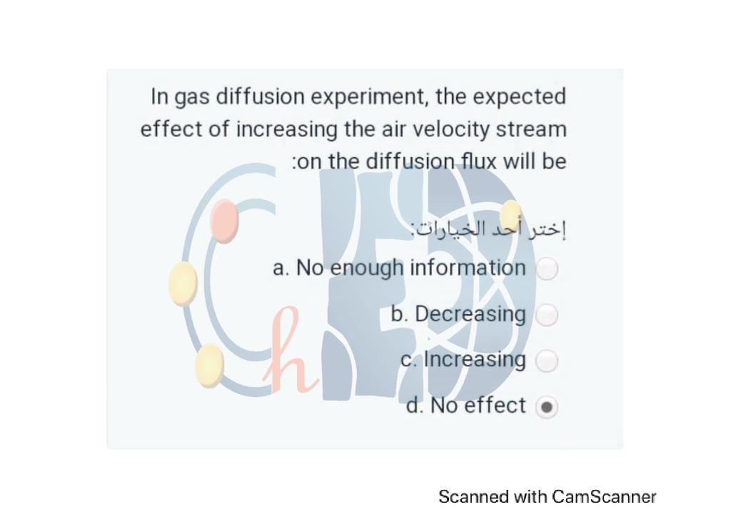 Solved In gas diffusion experiment, the expected effect of | Chegg.com