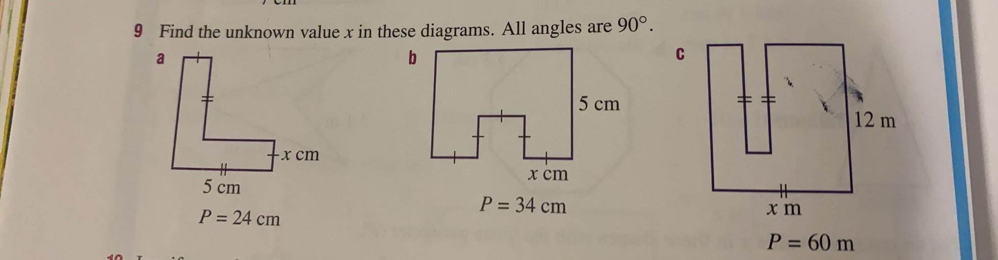 Solved 9 Find the unknown value x in these diagrams. All | Chegg.com