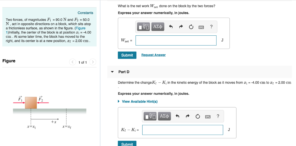 Solved Find the work Wi done on the block by the force of | Chegg.com