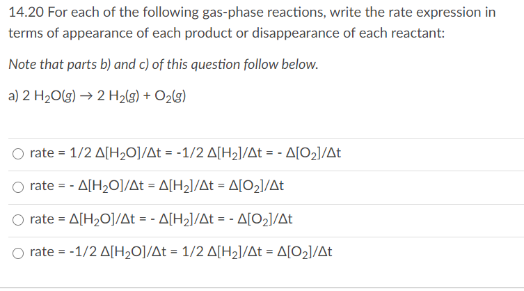 Solved 14.20 For each of the following gas-phase reactions, | Chegg.com