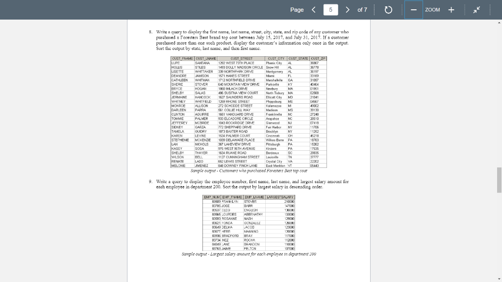 Solved The LargeCo database below stores data for a company | Chegg.com
