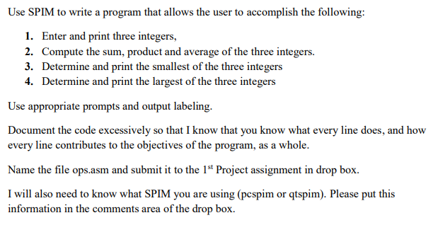 Solved Use SPIM to write a program that allows the user to | Chegg.com