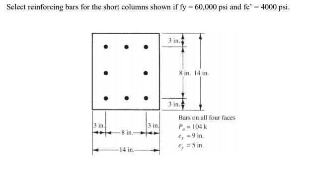 Solved Select reinforcing bars for the short columns shown | Chegg.com
