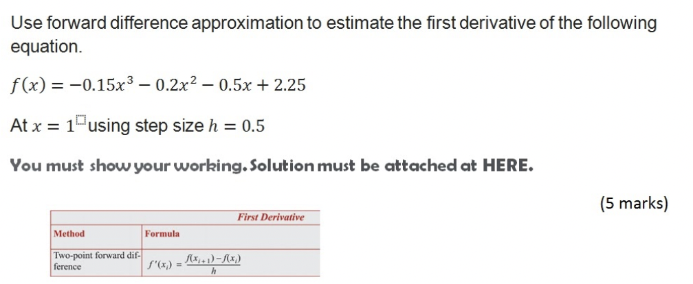 Solved Use forward difference approximation to estimate the | Chegg.com
