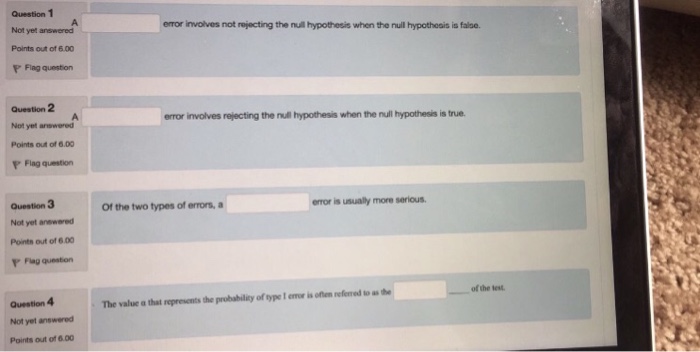 Solved error involves not rejecting the null hypothesis | Chegg.com