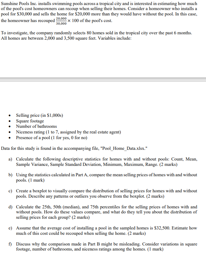Solved Tropical City Pool Homes ROI AnalysisSunshine Pools | Chegg.com