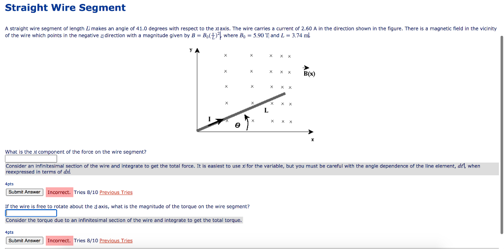 Solved Straight Wire Segment A straight wire segment of | Chegg.com