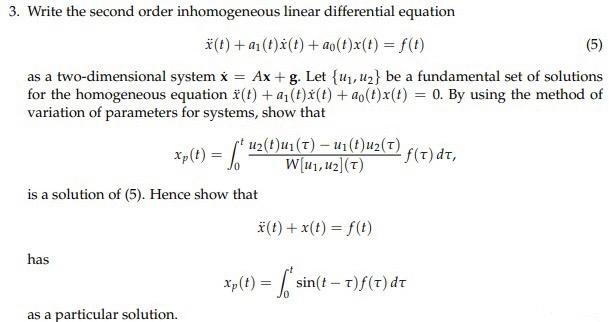 Solved 3. Write the second order inhomogeneous linear | Chegg.com