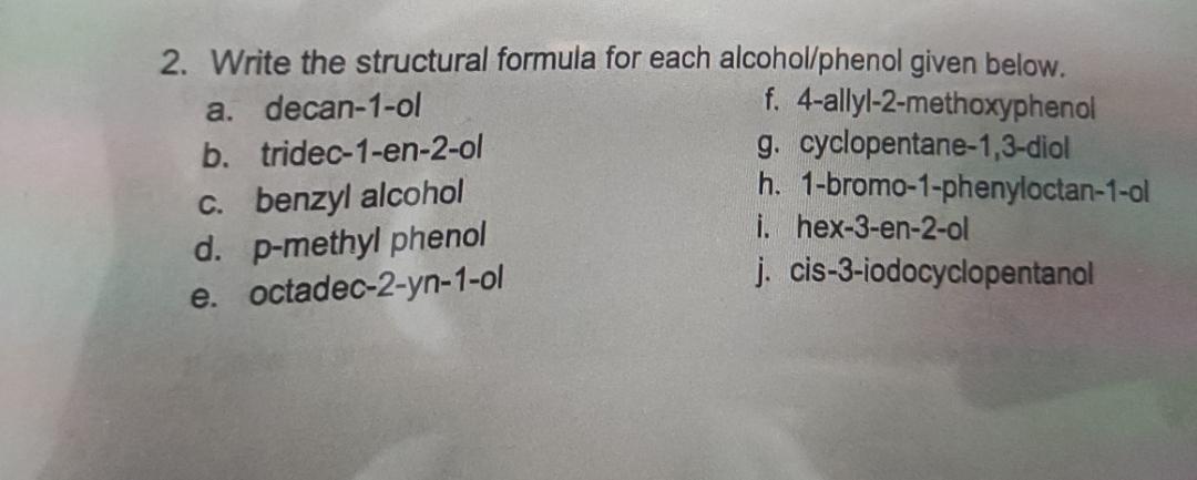 Solved 2. Write the structural formula for each | Chegg.com