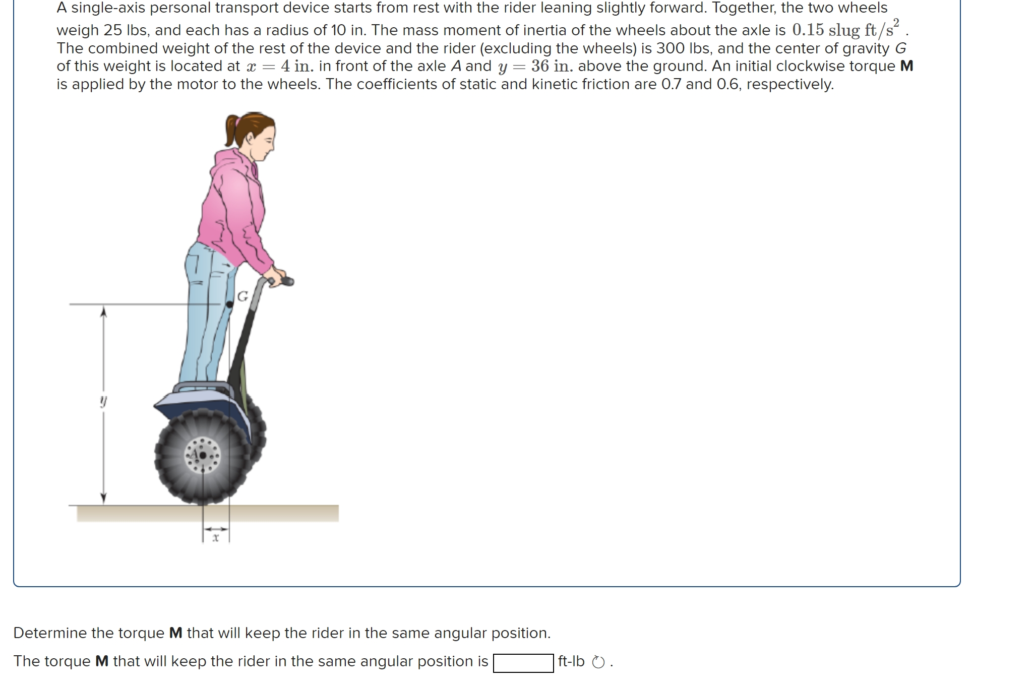 Solved A single-axis personal transport device starts from | Chegg.com
