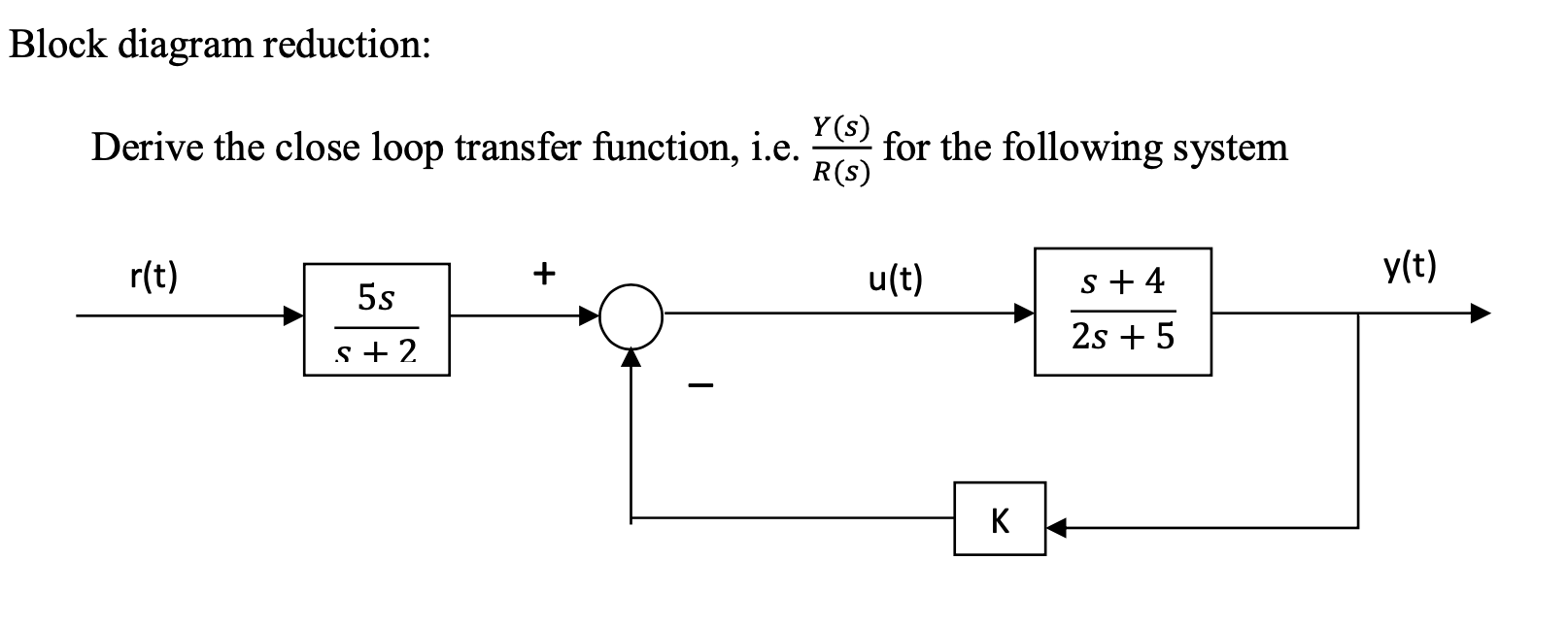 Solved Block Diagram Reduction Derive The Close Loop