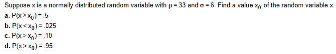Solved Suppose x is a normally distributed random variable | Chegg.com