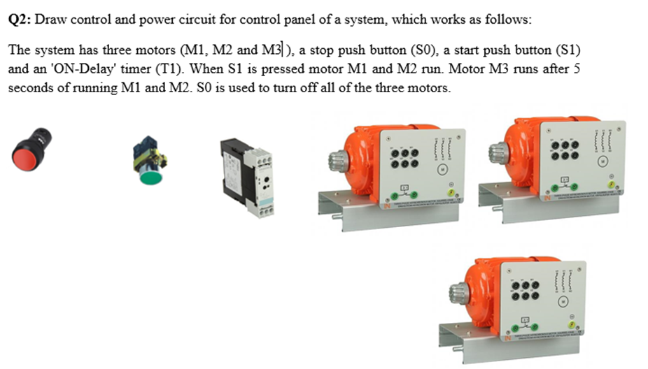 Solved Q2: Draw control and power circuit for control panel | Chegg.com