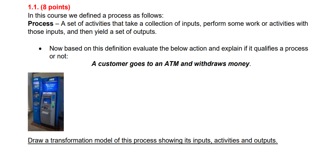 Solved 1.1. (8 points) In this course we defined a process | Chegg.com