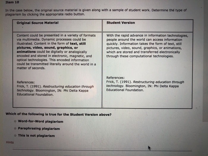 Solved Hints Item 6 In the case below, the original source | Chegg.com