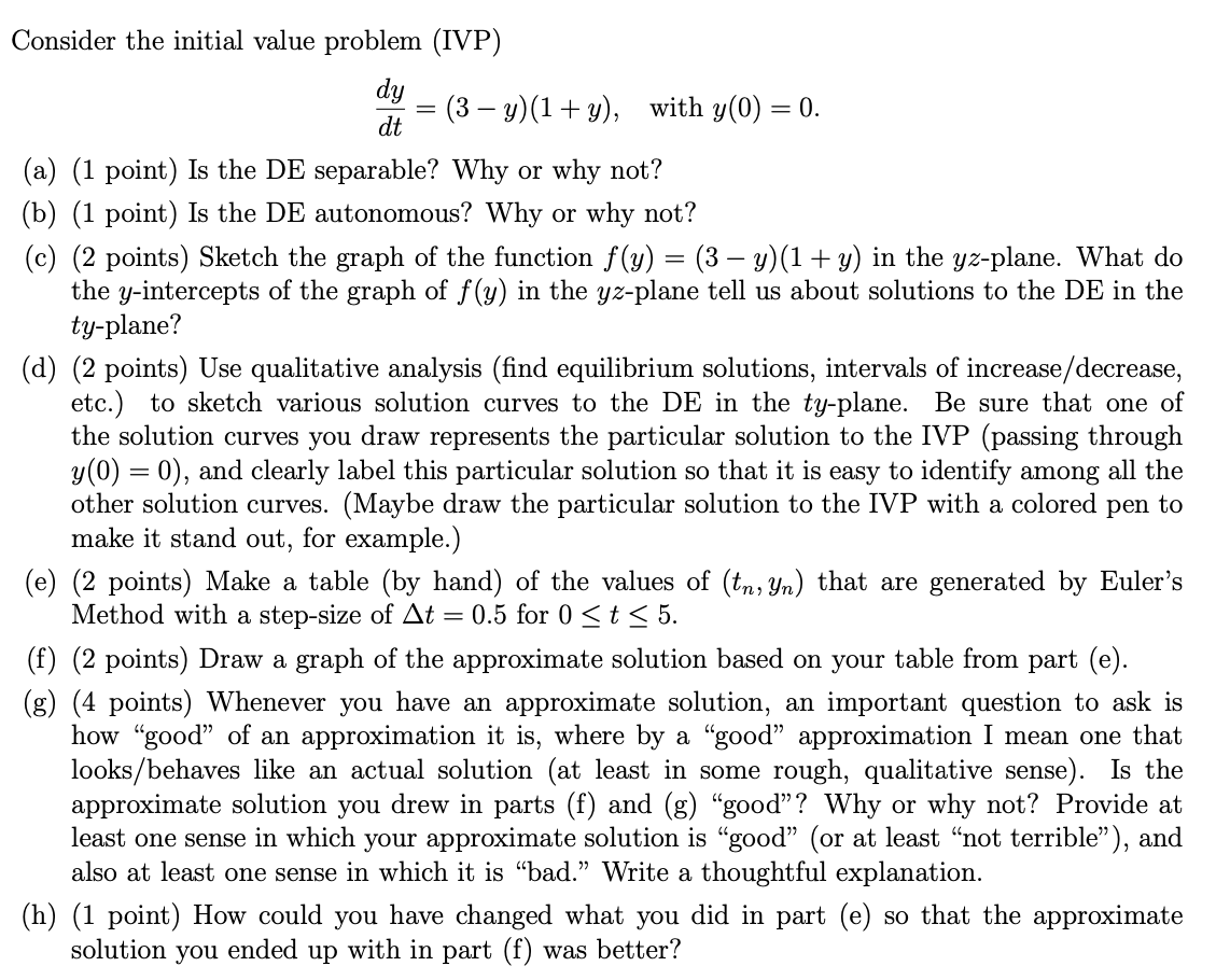 Solved Consider the initial value problem (IVP) | Chegg.com