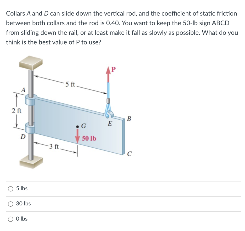 Solved Collars A and D can slide down the vertical rod, and | Chegg.com