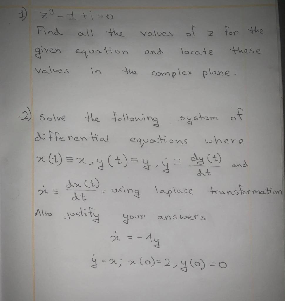 Solved 1 z3 - 1 tizo Find all the values of z for the given | Chegg.com