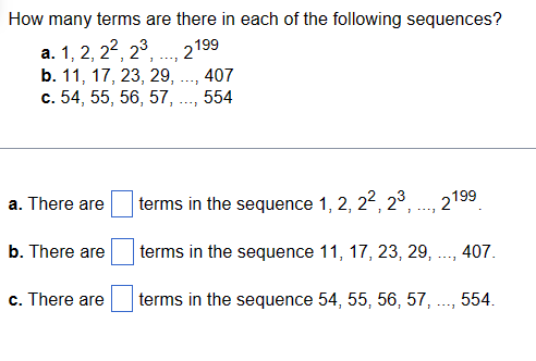 Solved How many terms are there in each of the following | Chegg.com