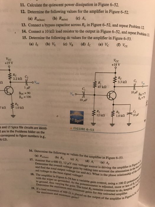 11. Calculate the quiescent power dissipation in | Chegg.com