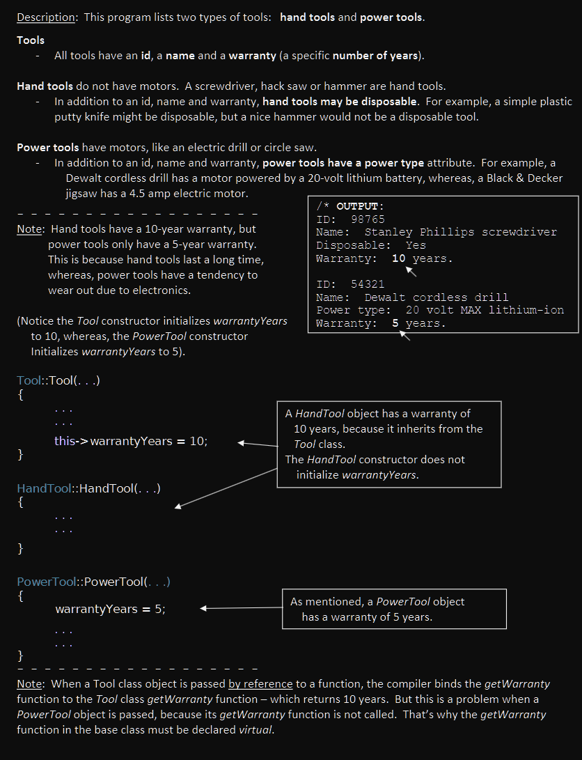 Solved Declare 2 objects: a PowerTool object and a HandTool | Chegg.com