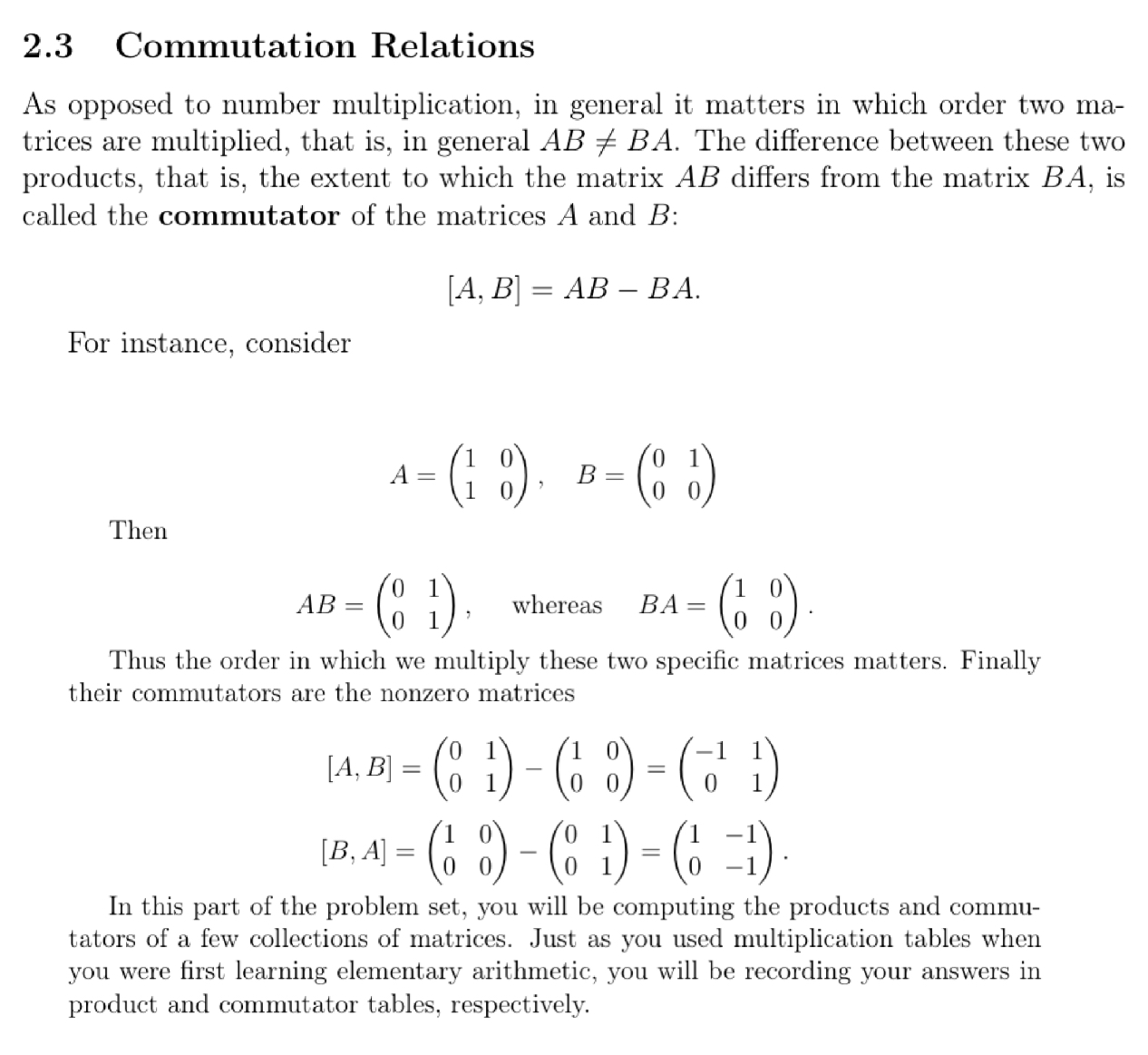 2.3 Commutation Relations As opposed to number | Chegg.com