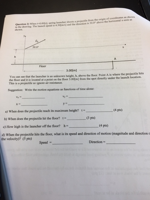 Solved When t0.oofsJ, spring launcher shoots a projectile | Chegg.com