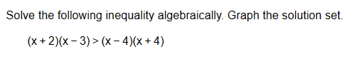 Solved Solve the following inequality algebraically. Graph | Chegg.com