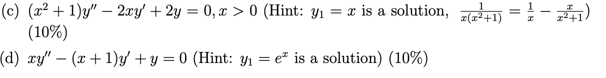 Solved 2. Homogeneous second order ODE's with arbitrary | Chegg.com
