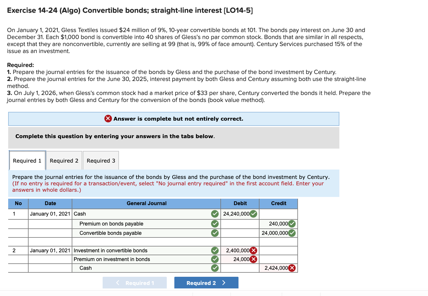 Solved Exercise 14-24 (Algo) Convertible bonds; | Chegg.com
