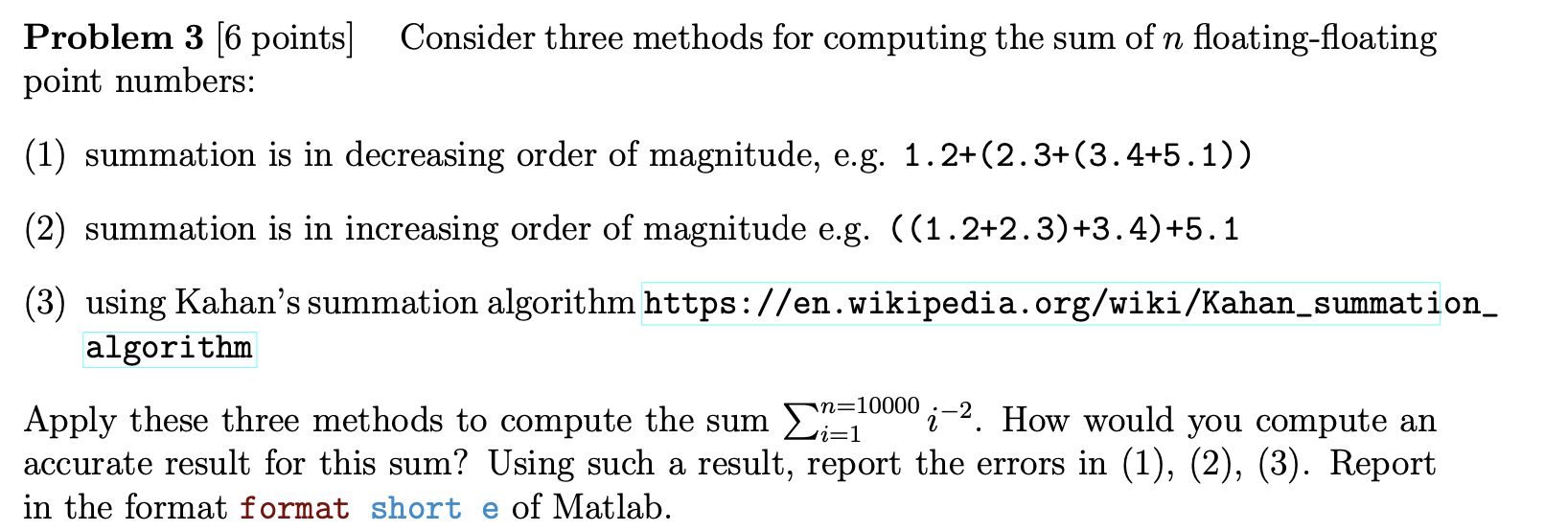 Problem 3 (6 points] Consider three methods for | Chegg.com