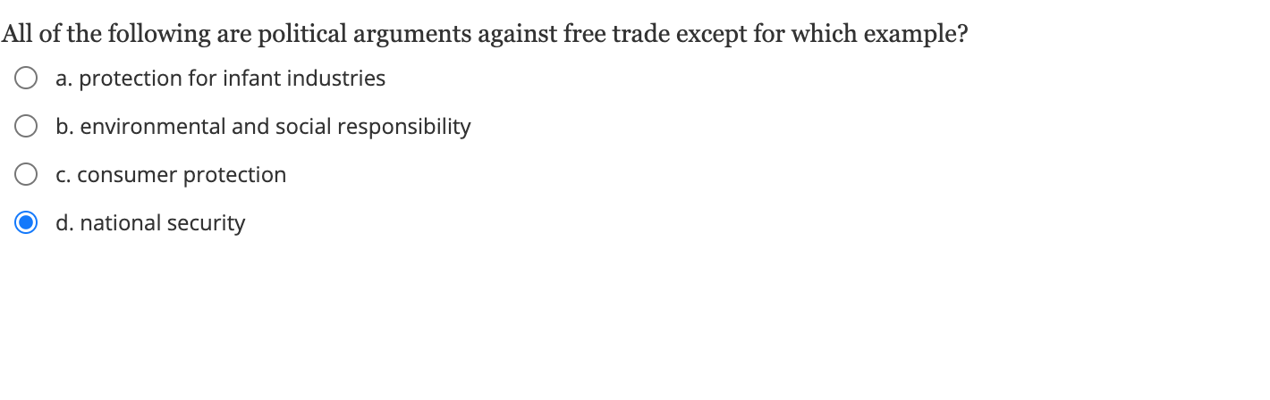 Solved All of the following are political arguments against | Chegg.com