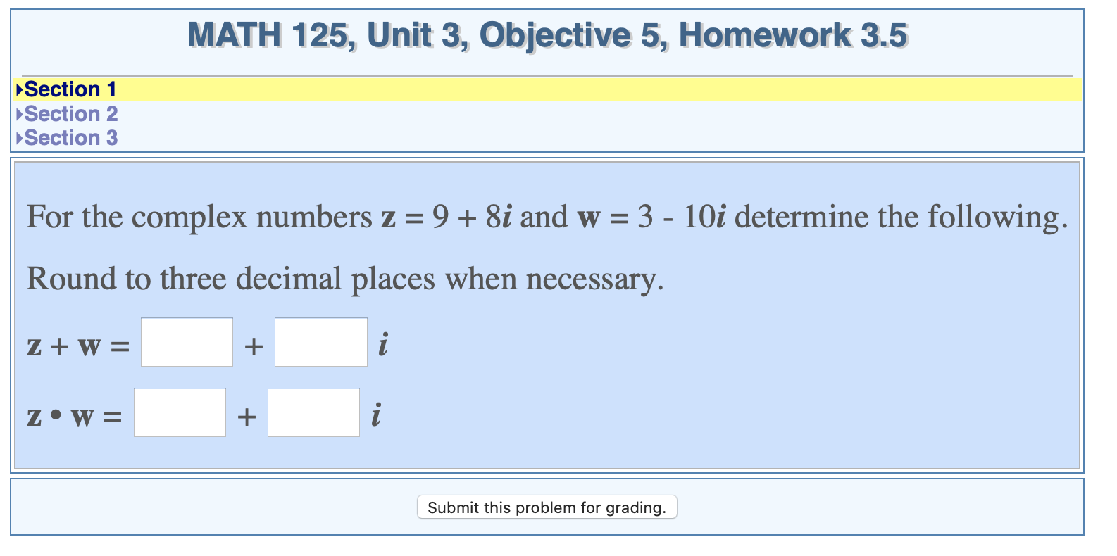 Solved MATH 125, Unit 3, Objective 5, Homework 3.5 Section 1 | Chegg.com