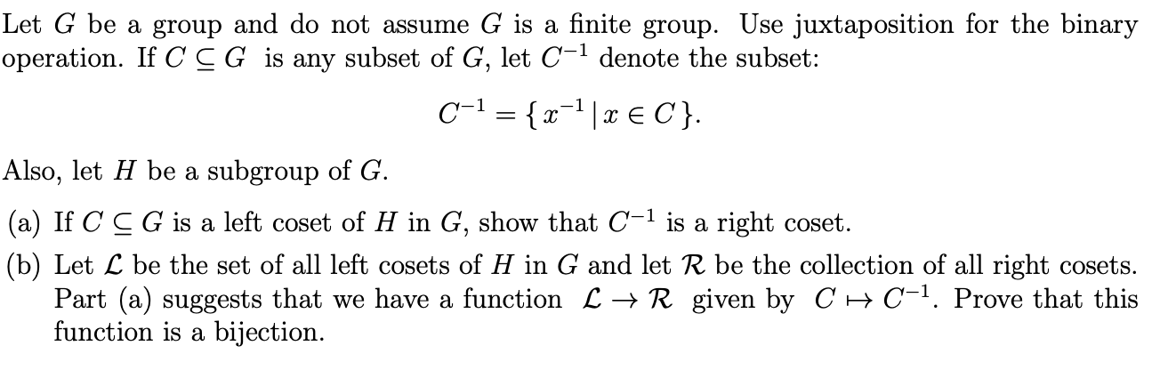 Solved Let G Be A Group And Do Not Assume G Is A Finite 