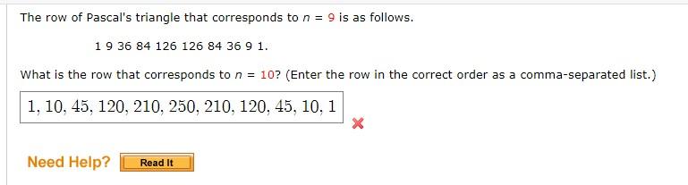 Solved The row of Pascal's triangle that corresponds to n=9 | Chegg.com